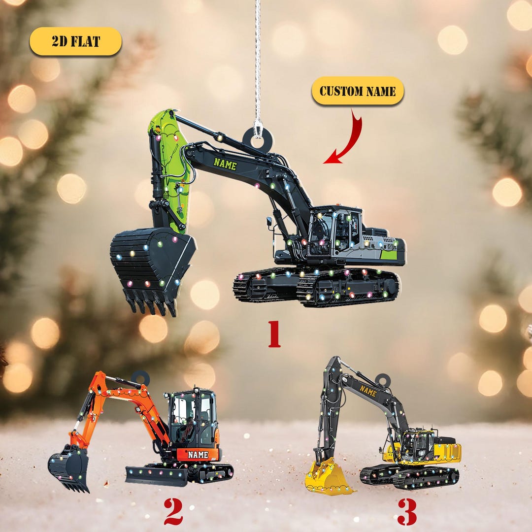 Custom Name Excavator 2D Flat Acrylic Ornament, Personalized ...