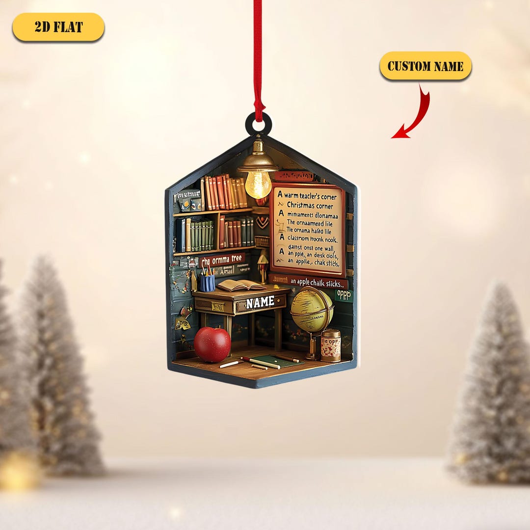 Custom Teacher 2D Flat Acrylic Ornament, Personalized Classroom ...