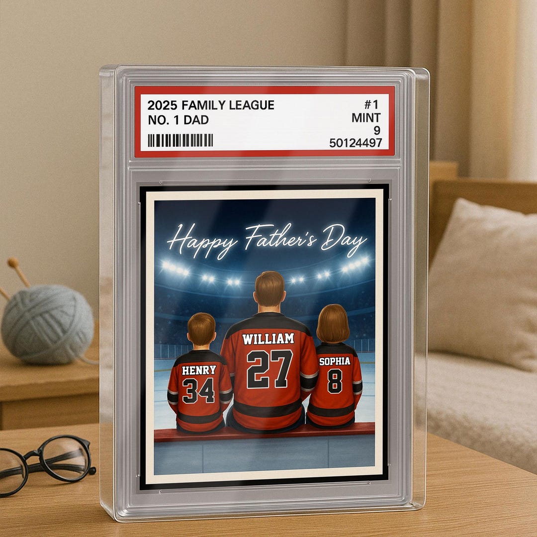 Hockey Daddy's Dream Team, Custom No.1 Dad Man & Kids Trading Card ...
