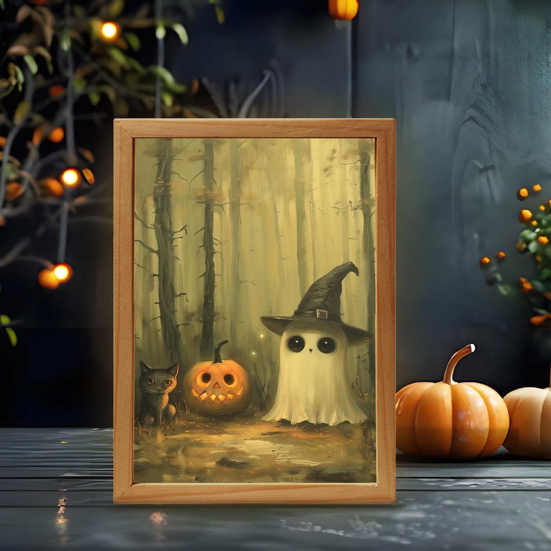 Halloween Light Box Frame With Ghost, Black Cat and Pumpkin, Spooky ...