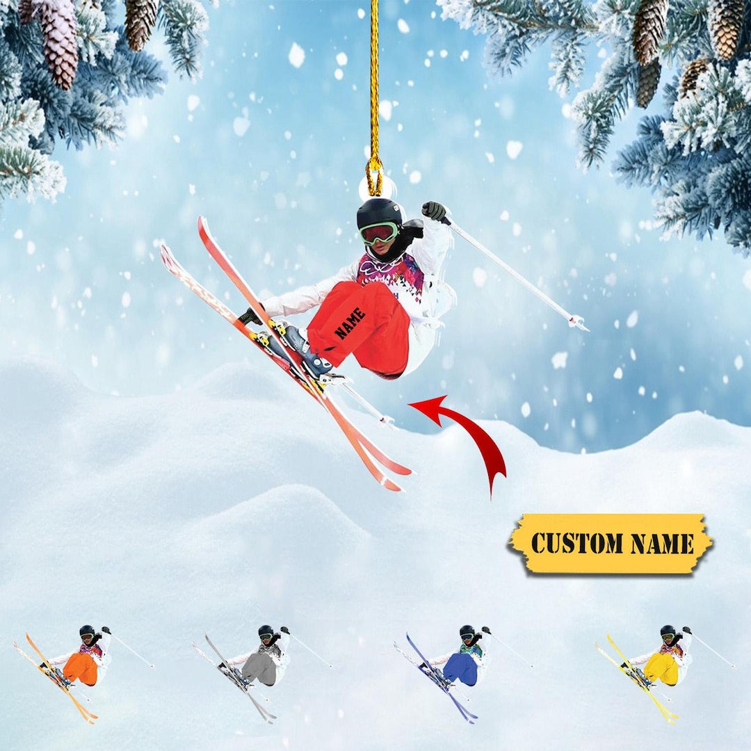 Personalized Skiing Acrylic 2D Flat Ornament, Snowboard Ornaments for ...