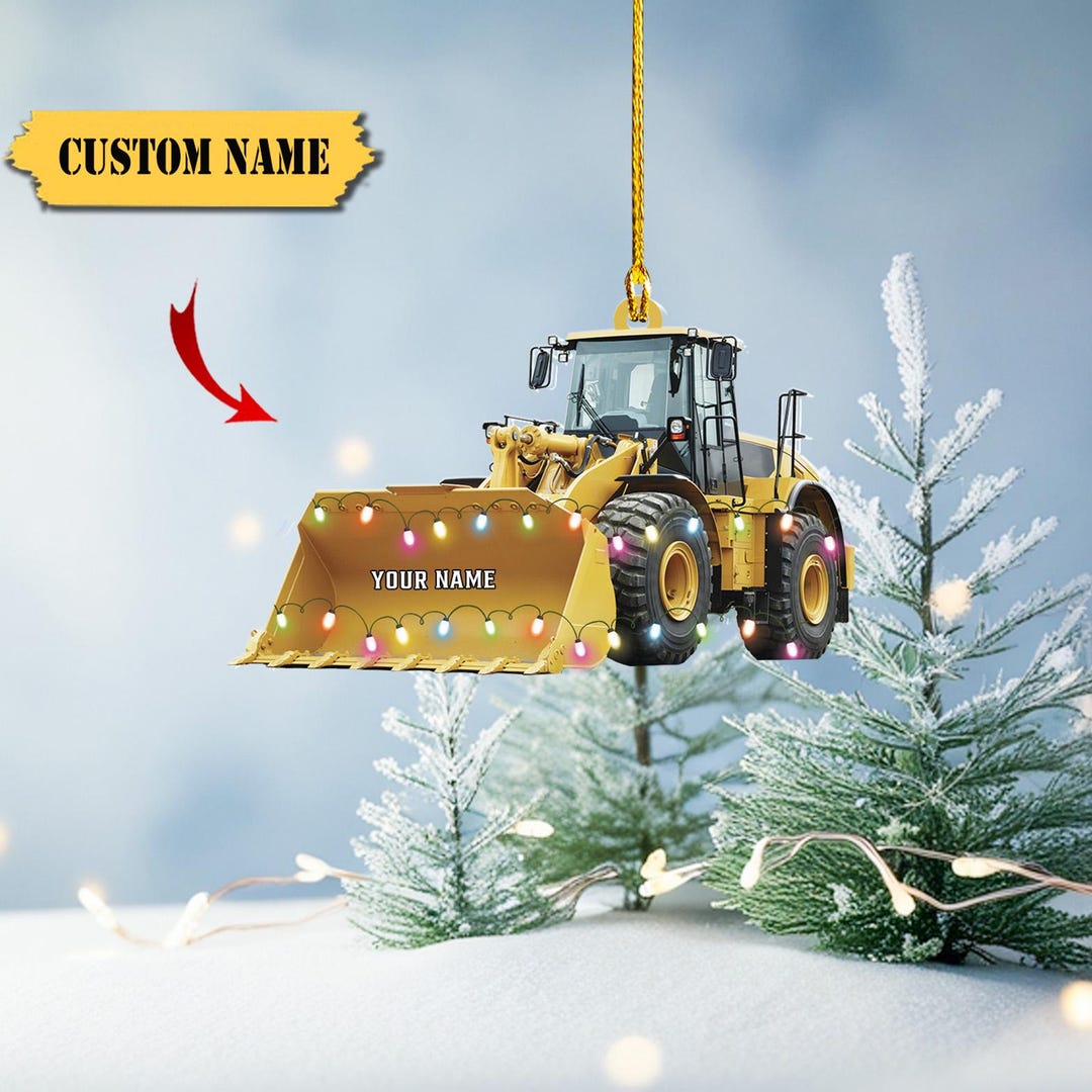 Personalized Bulldozer Ornament 2D - Custom Name Christmas Tree ...
