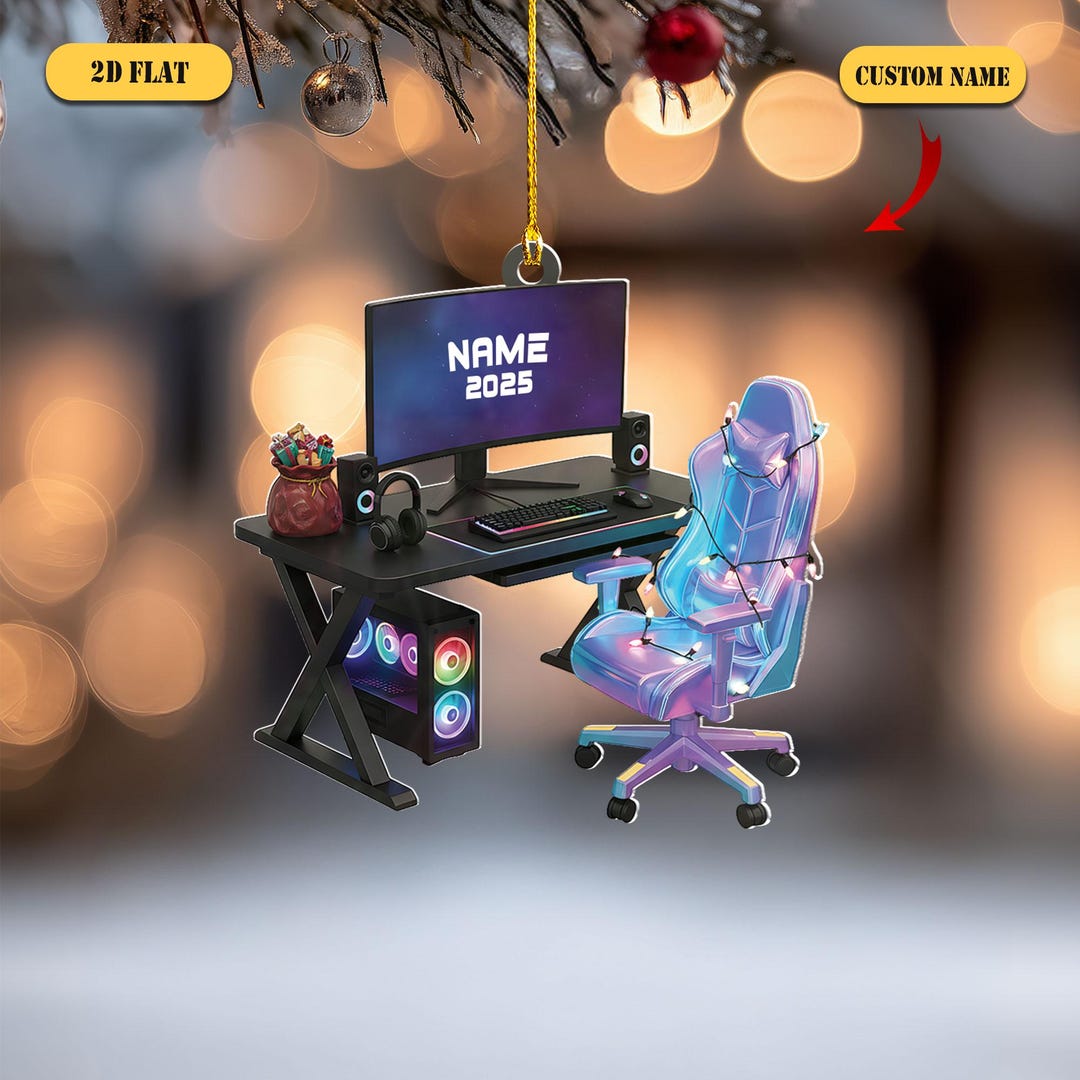 Personalized Gamer Desk 2D Flat Acrylic Ornament, Custom Name Gaming ...