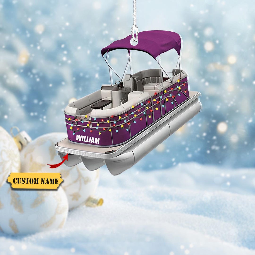 Personalized Pontoon Boat Christmas Ornament 2D , Pontoon Boat Ornament ...