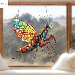 Praying Mantis Window Hanging Acrylic 2D Flat, Colorful Insect Art ...
