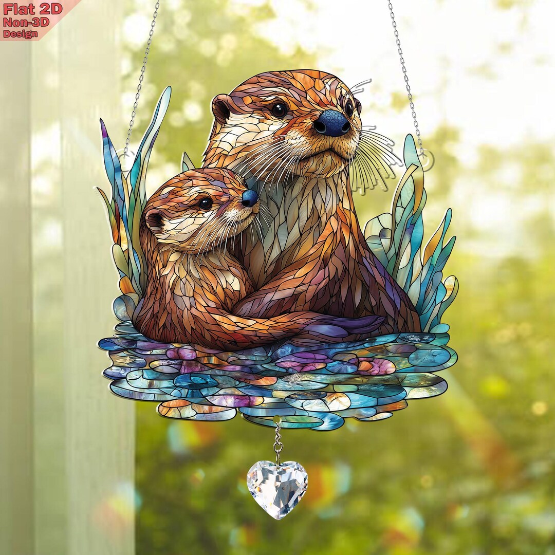 Acrylic Flat 2D Otter Crystal Window Hanging, River Animal Decor ...