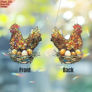 Acrylic 2D Flat Hen Eggs Ornament, Broken Glass Hologram Window Hanging ...