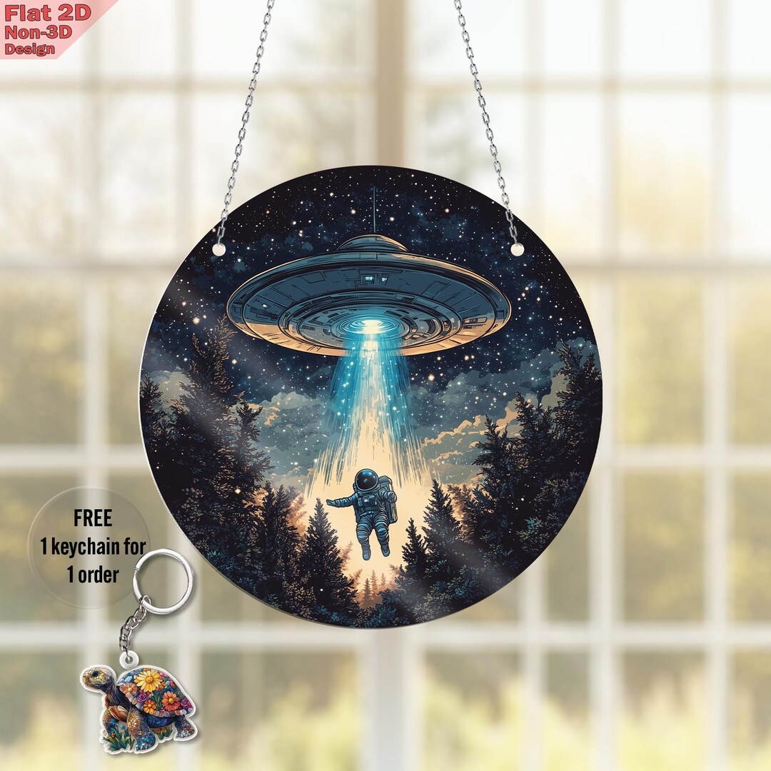 Acrylic 2D Flat Astronaut UFO Window Hanging, Space-themed Car Ornament ...