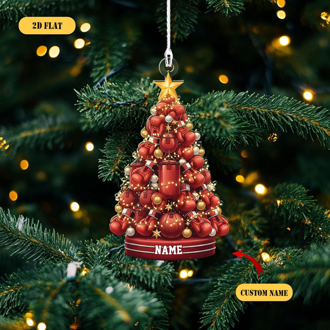 Personalized Boxing Christmas 2D Flat Acrylic Ornament, Custom Name ...