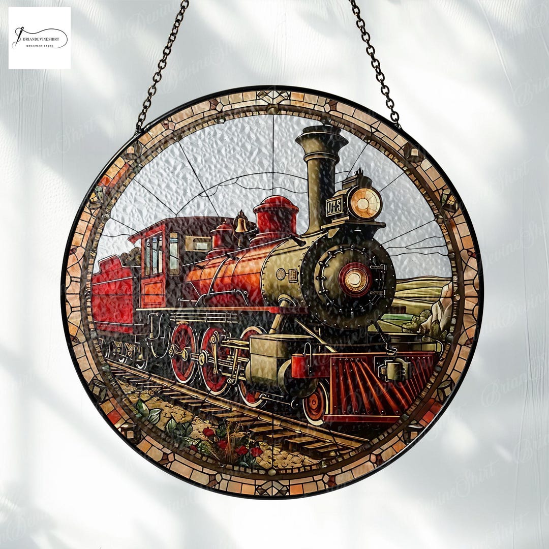 Train Faux Stained Glass Suncatcher, Train Window Hangings for Garden ...