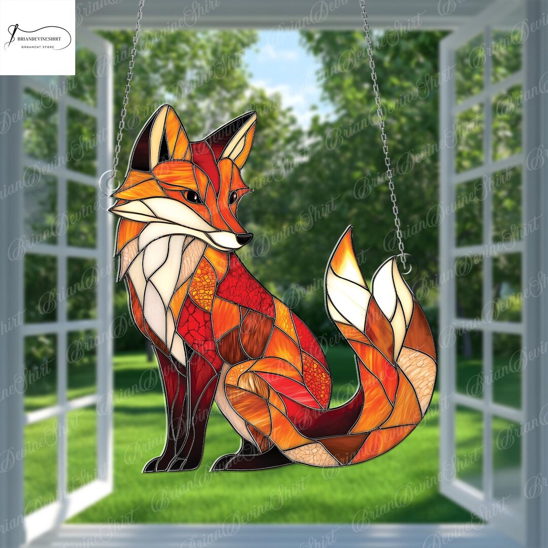 Fox Acrylic Window Hanging, Vibrant Sun Catcher, Woodland Animal Home ...