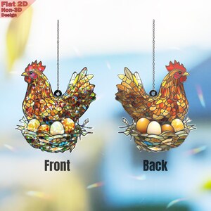 Acrylic 2D Flat Hen Eggs Ornament, Broken Glass Hologram Window Hanging ...