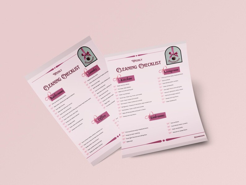 Weekly Cleaning Checklist Coquette Cherry - Etsy