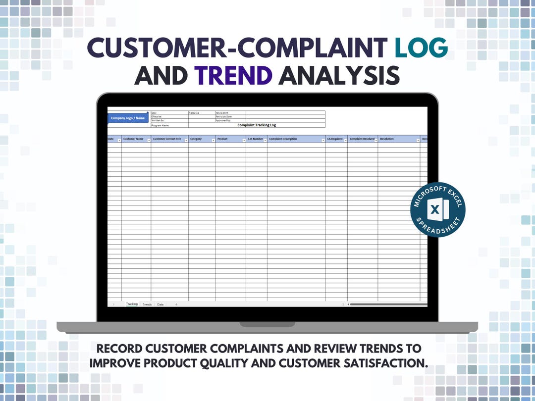 Customer Complaint Logging Spreadsheet With Trends - Track Customer Complaints and Learn What ...