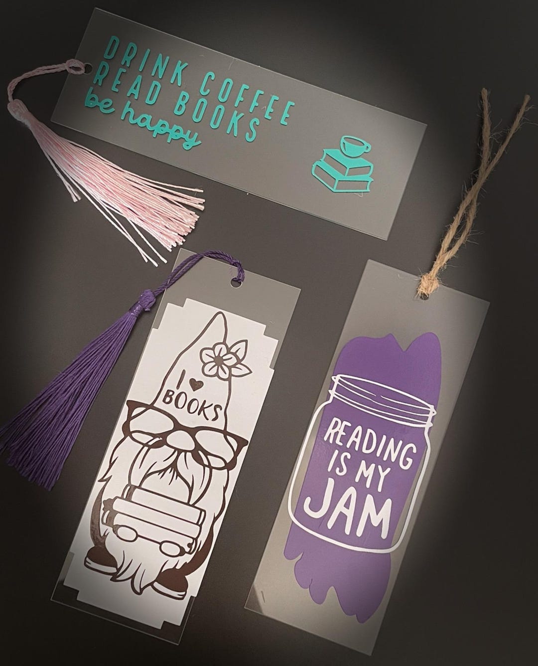 Acrylic Bookmark With Vinyl Decal: Tassel or Twine - Etsy