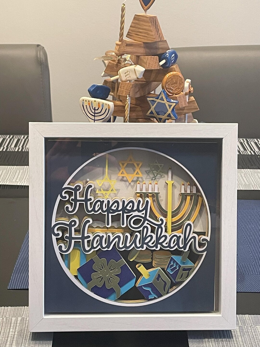 Happy Hanukkah Shadow Box, Home Decor, Judaica, Jewish Holidays ...