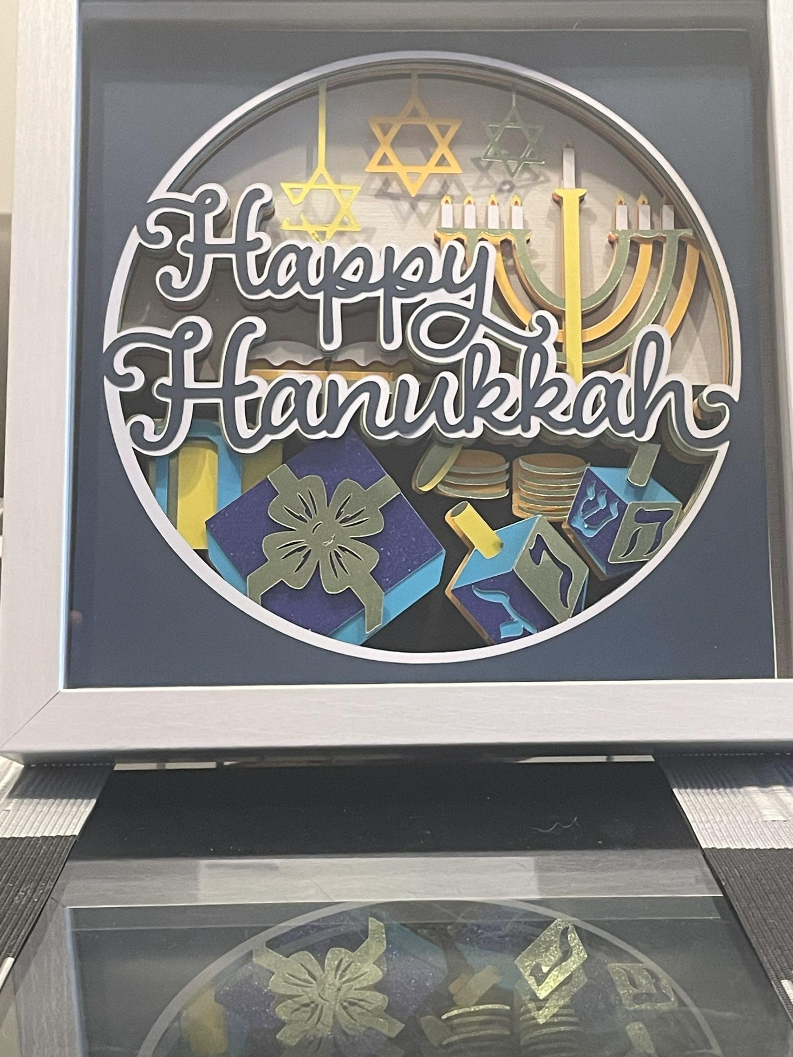 Happy Hanukkah Shadow Box, Home Decor, Judaica, Jewish Holidays ...