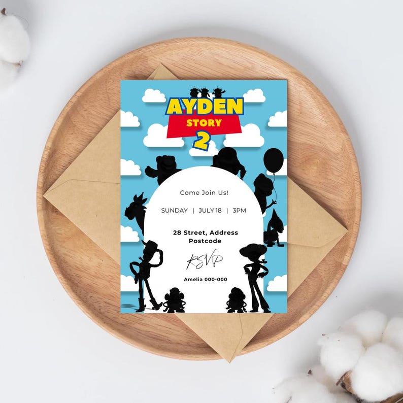 Editable Cartoon Theme Party Invitation Digital Template - Etsy