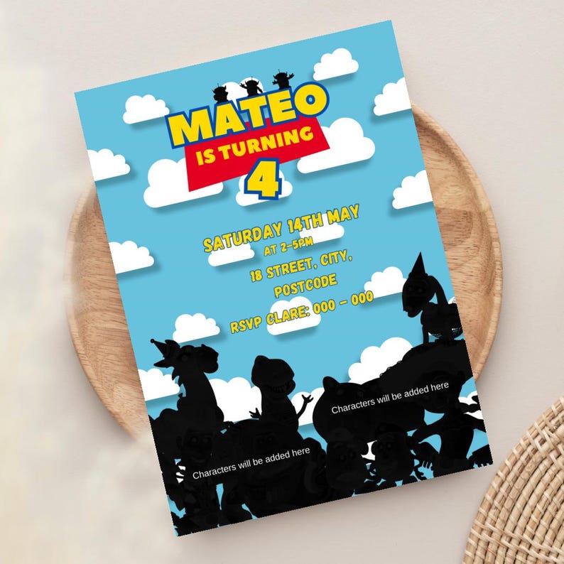 Editable Cartoon Theme Party Invitation Digital Template - Etsy