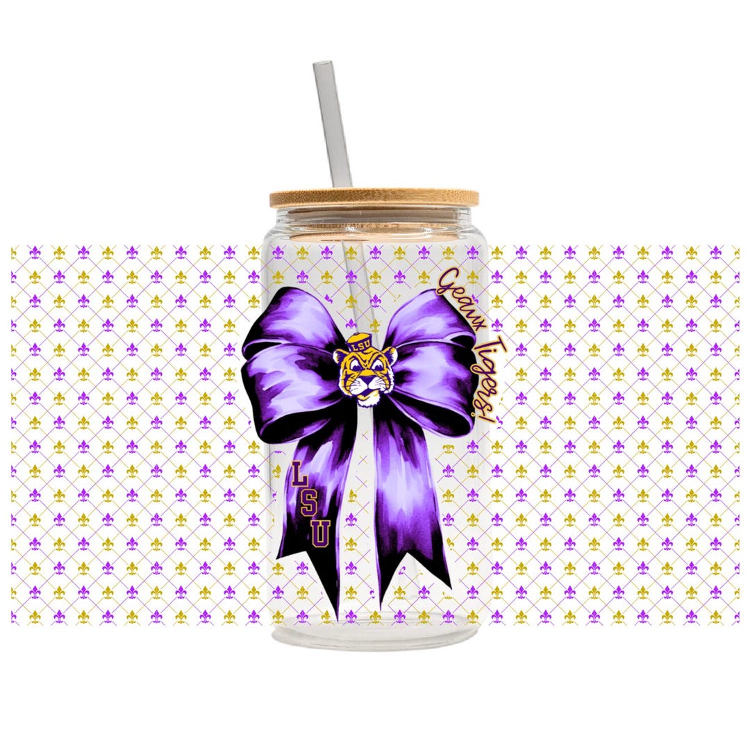 LSU Tigers Bow Glass Coffee Cup - Etsy