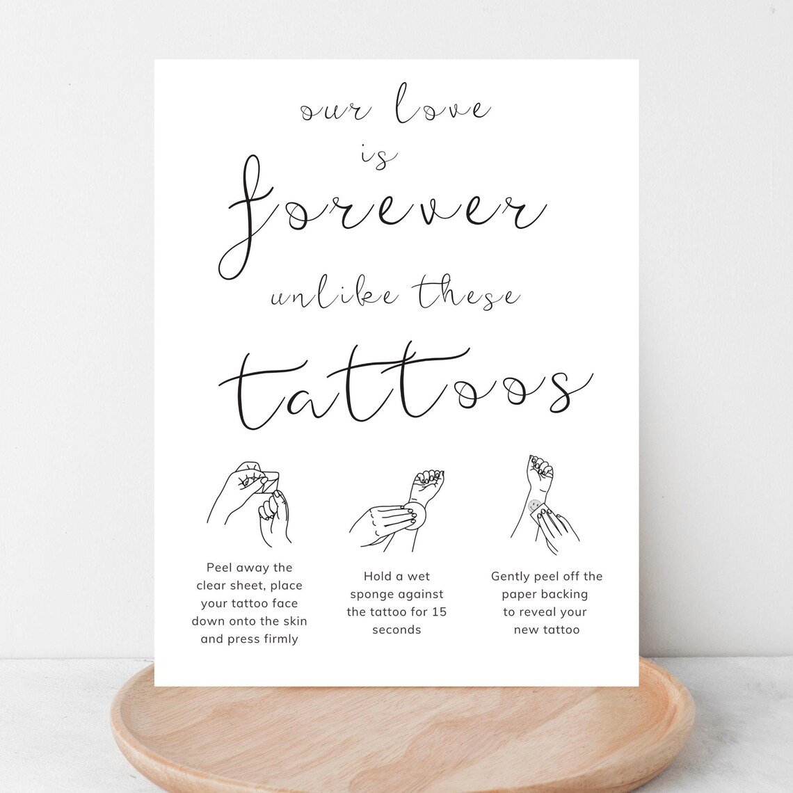 Temporary Tattoo Instructions Wedding Sign | Digital Printable Download ...
