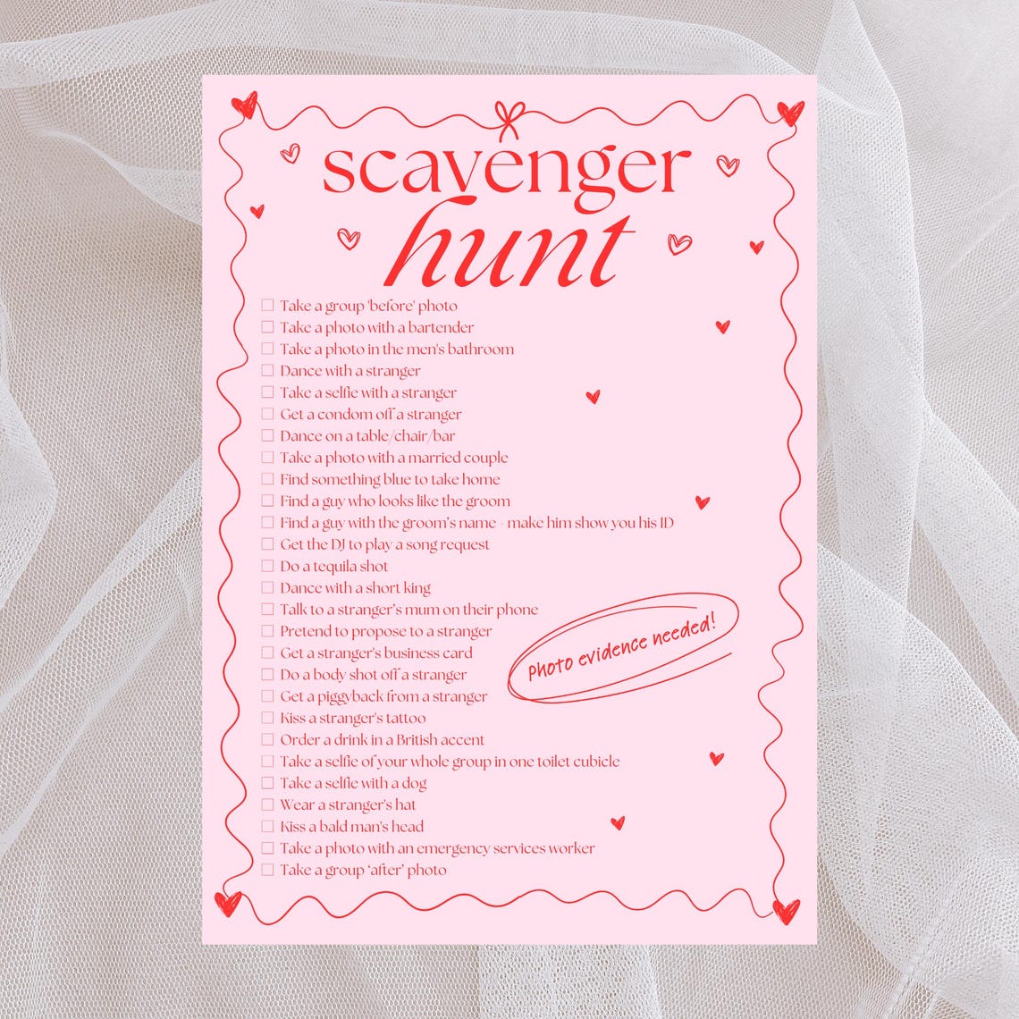Hens Bachelorette Party Scavenger Hunt | Bridal Party Games | Printable ...