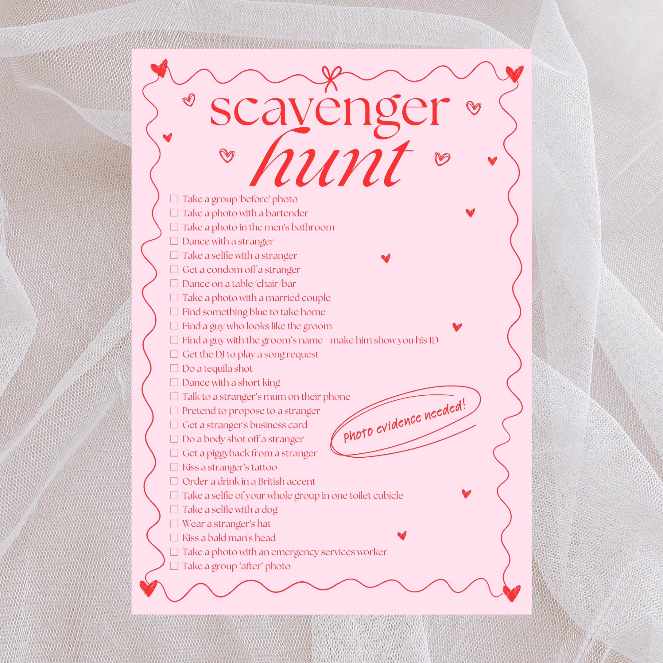 Hens Bachelorette Party Scavenger Hunt | Bridal Party Games | Printable ... Hens Bachelorette Party Scavenger Hunt | Bridal Party Games | Printable ...