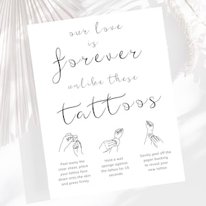 Temporary Tattoo Instructions Wedding Sign | Digital Printable Download ...