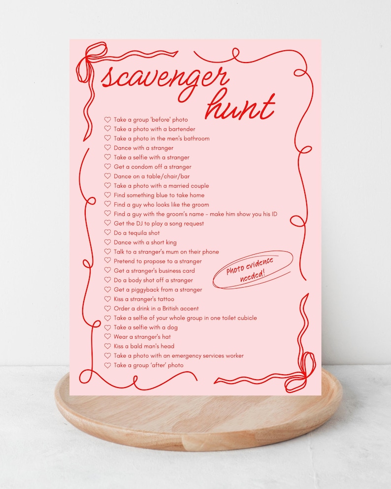 Hens Bachelorette Party Scavenger Hunt | Bridal Party Games | Printable ...
