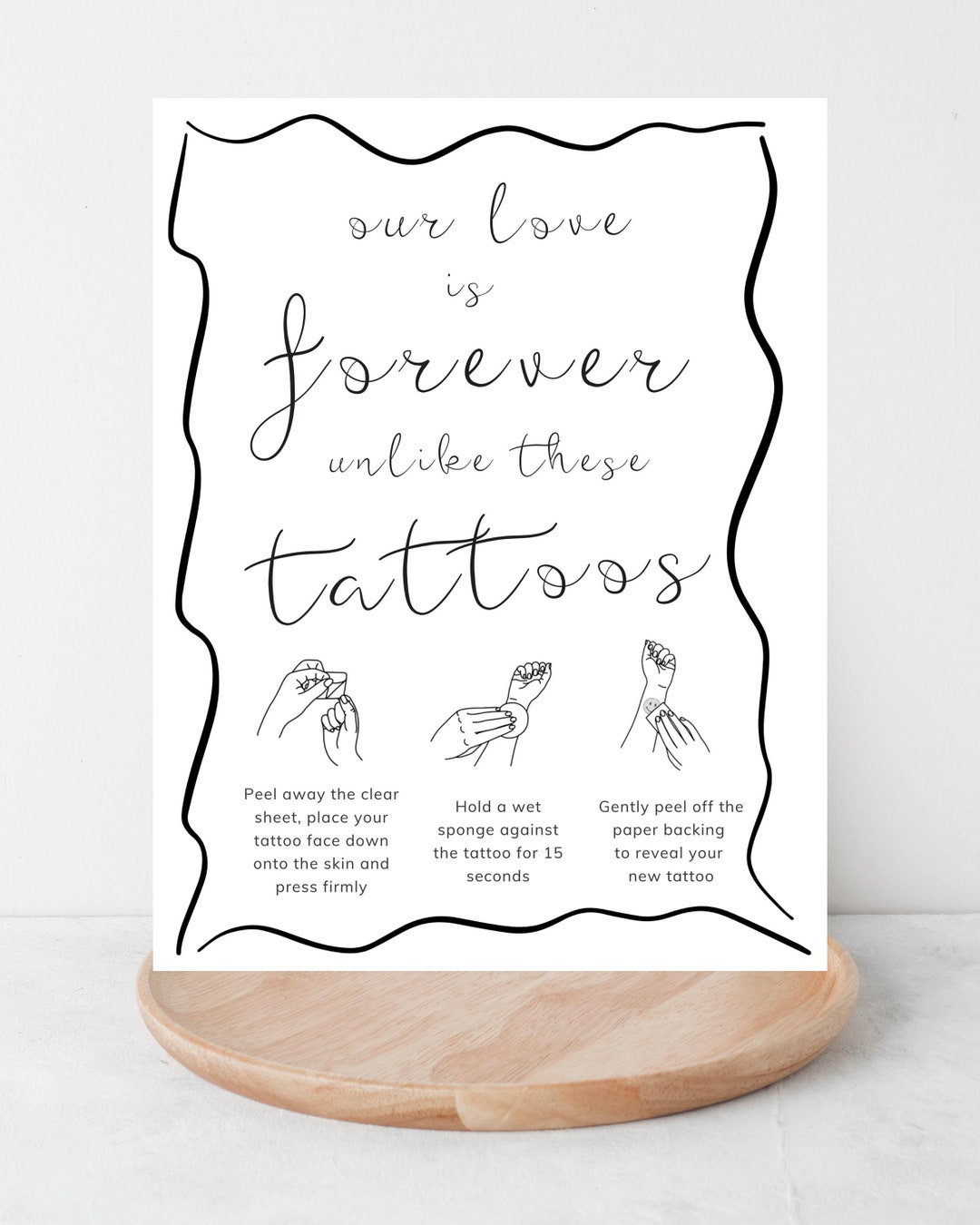 Temporary Tattoo Instructions Wedding Sign | Digital Printable Download ...