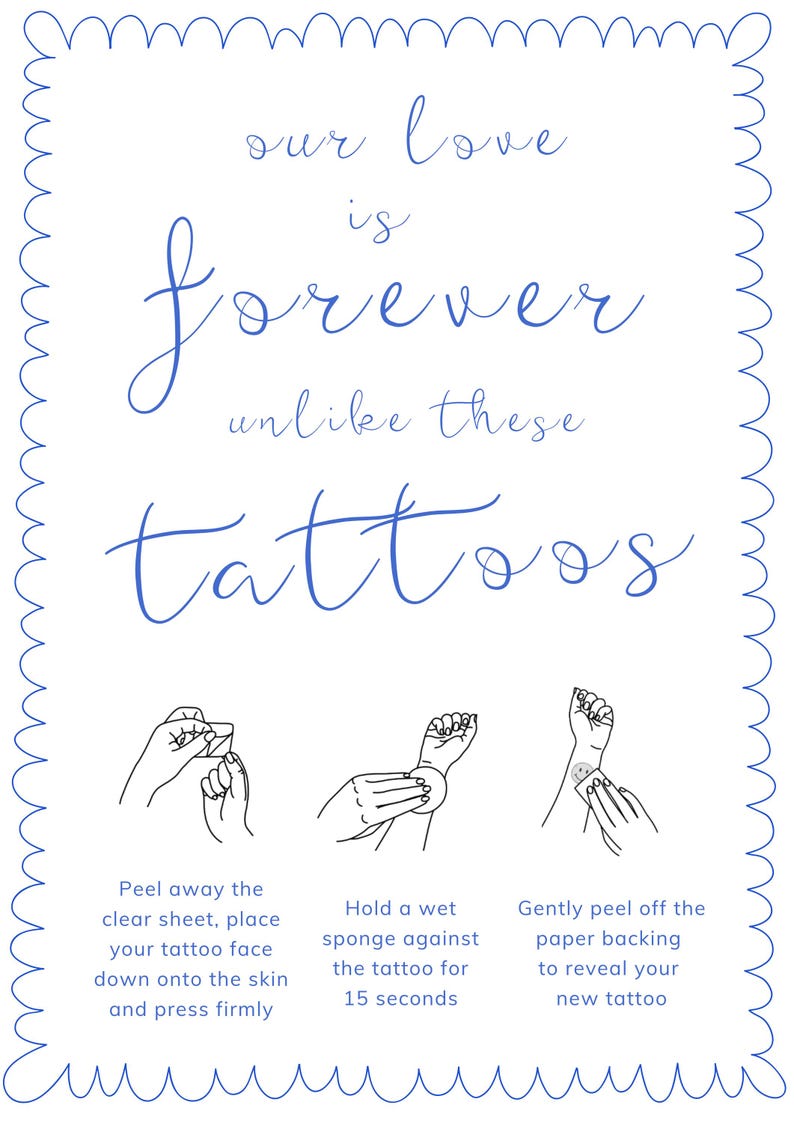 Temporary Tattoo Instructions Wedding Sign | Digital Printable Download ...