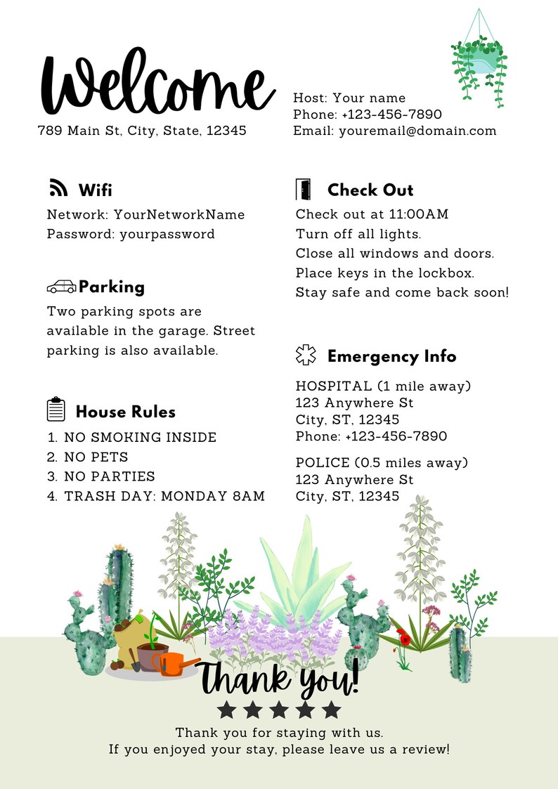 Printable Airbnb Welcome Sign Vacation Rental Guest Arrival - Etsy