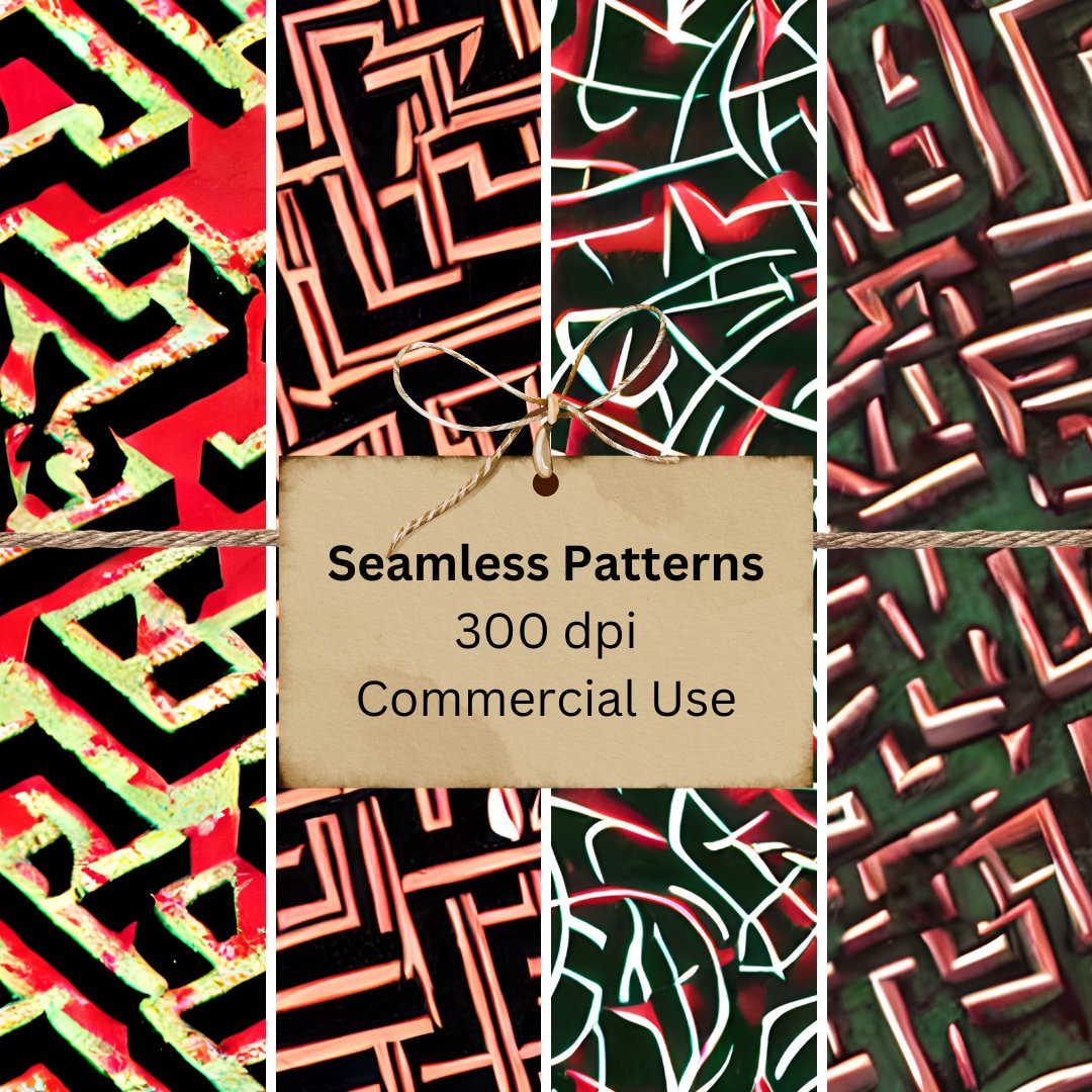 Horror Maze Digital Pattern Pack of 4 Images | 300 DPI Seamless ...