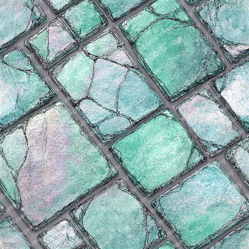 Teal Seafoam Stone Floor Tile Patterns | Seamless Ocean-inspired ...