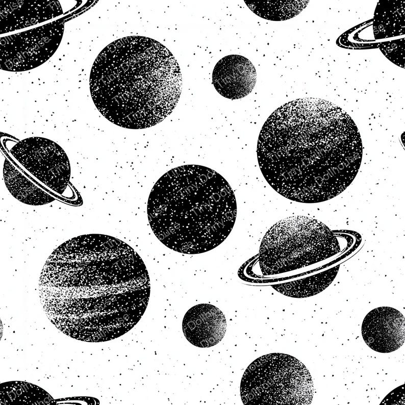 Cosmic Glitter Planets Seamless Pattern | Space Diorama, Nursery ...