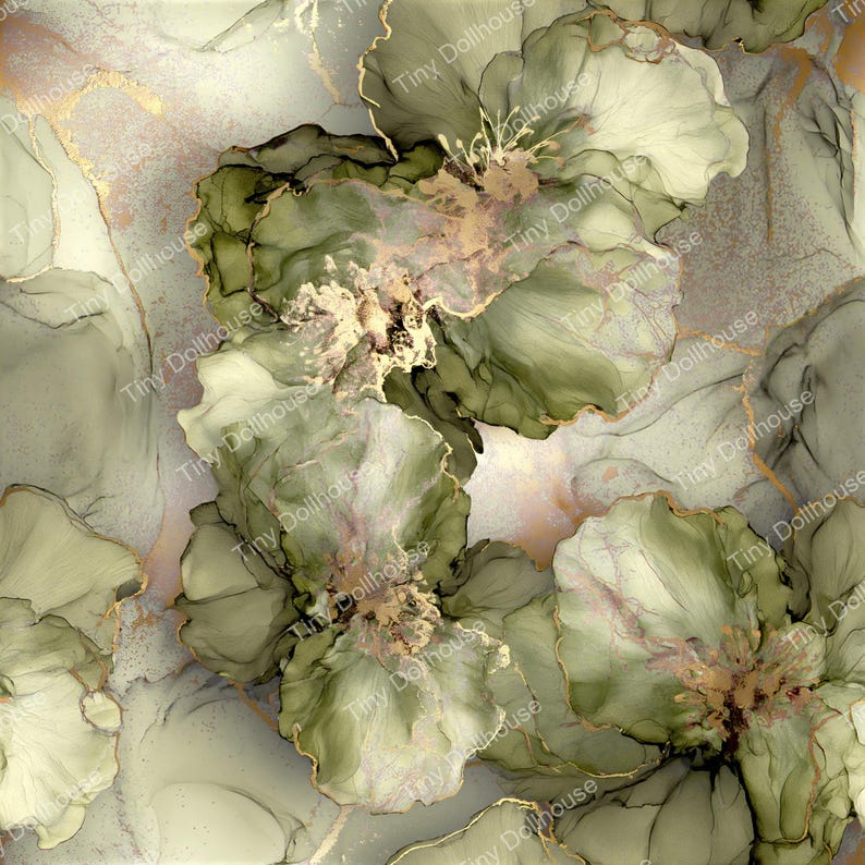 Lime Green Gold Alcohol Ink Seamless Digital Paper | Vibrant Marbled ...