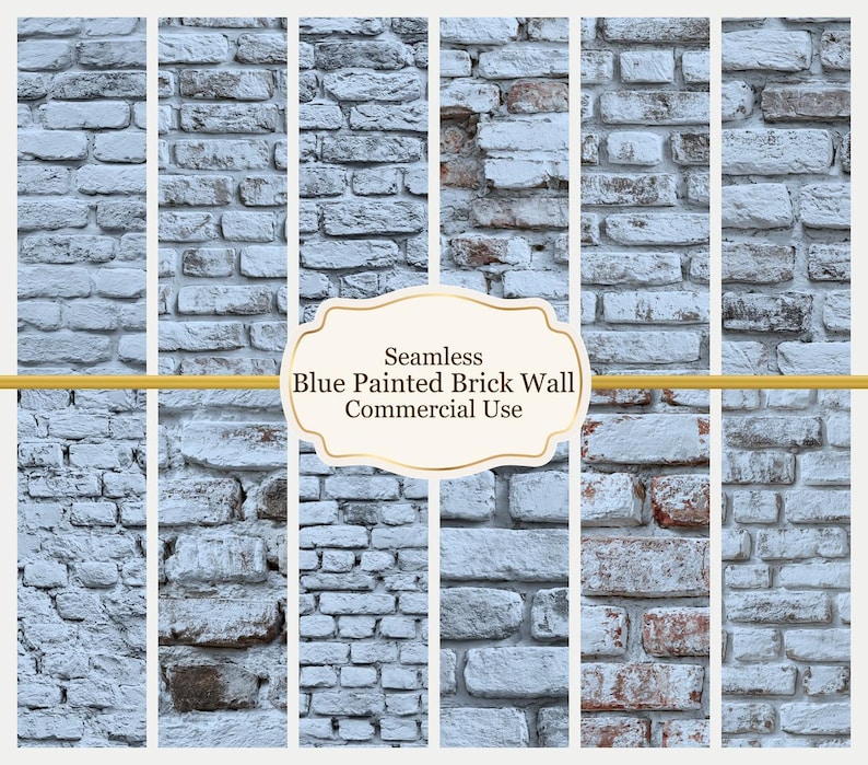 Powder Blue Painted Brick Wall Texture | Seamless Miniature Dollhouse ...