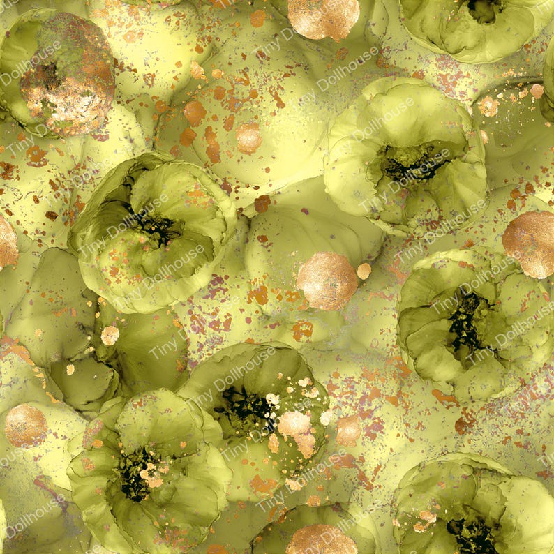 Lime Green Gold Alcohol Ink Seamless Digital Paper | Vibrant Marbled ...