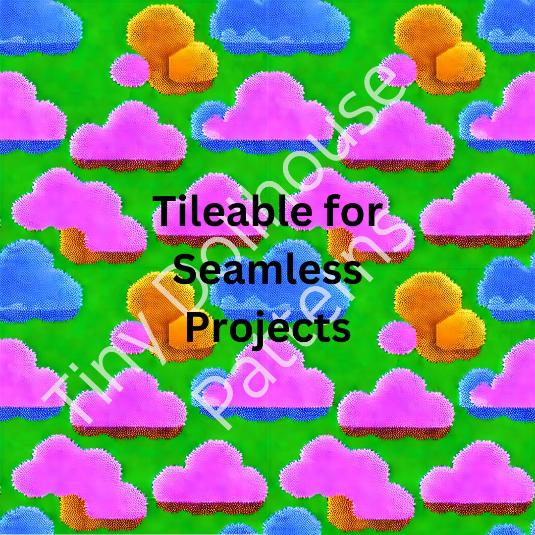 8-bit RGB Clouds Seamless Pattern | Pixel Art Wallpaper (digital ...