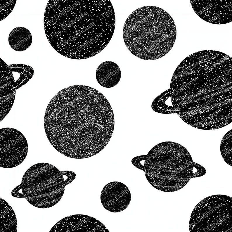 Cosmic Glitter Planets Seamless Pattern | Space Diorama, Nursery ...