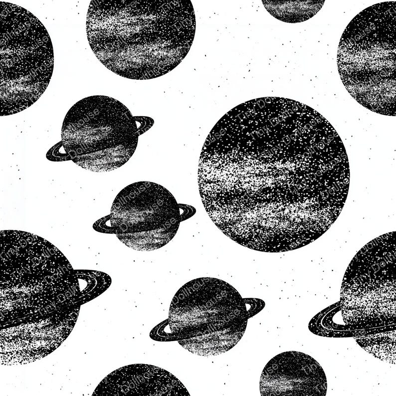 Cosmic Glitter Planets Seamless Pattern | Space Diorama, Nursery ...