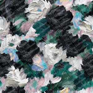 Teal Impressionist Floral Seamless Pattern Digital Paper Bundle (1:6, 1 ...