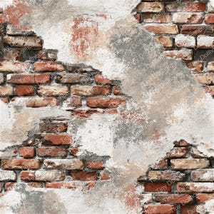 Crumbling Brick Texture Digital Paper | Exposed Plaster Wall Seamless ...