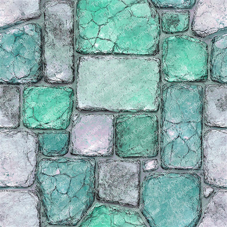 Teal Seafoam Stone Floor Tile Patterns | Seamless Ocean-inspired ...