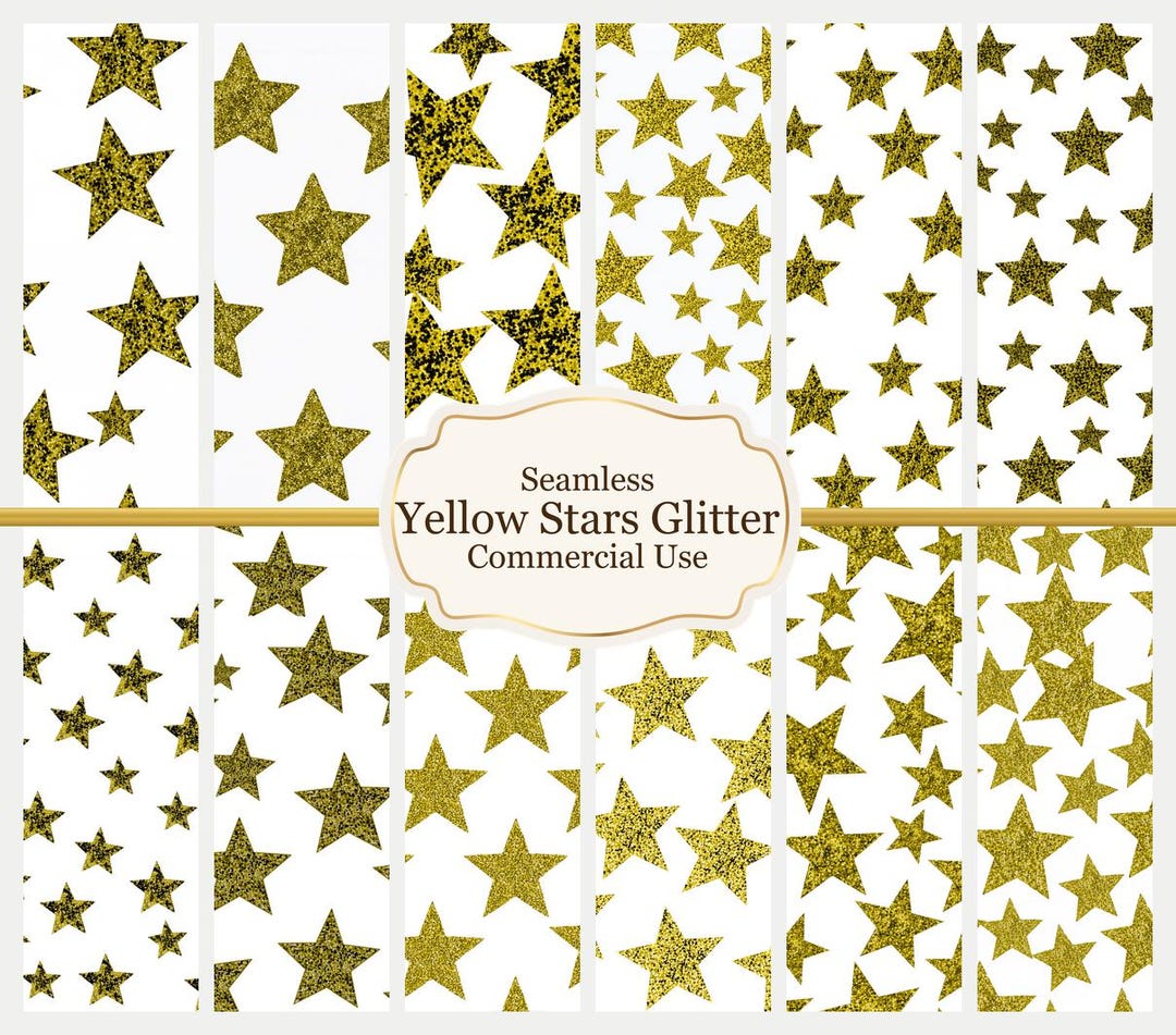 Yellow Stars Glitter Seamless Digital Paper Bundle (commercial Use) - Etsy