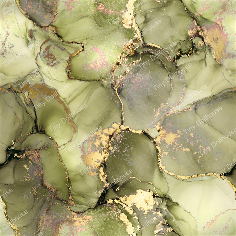 Lime Green Gold Alcohol Ink Seamless Digital Paper | Vibrant Marbled ...