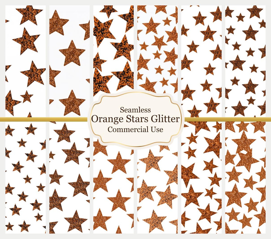 Orange Stars Glitter Seamless Pattern | Retro 70s Maximalist Design ...