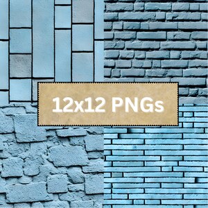 Weathered Blue Concrete Brick Seamless Paper Bundle 12x12 | 1:12 for ...