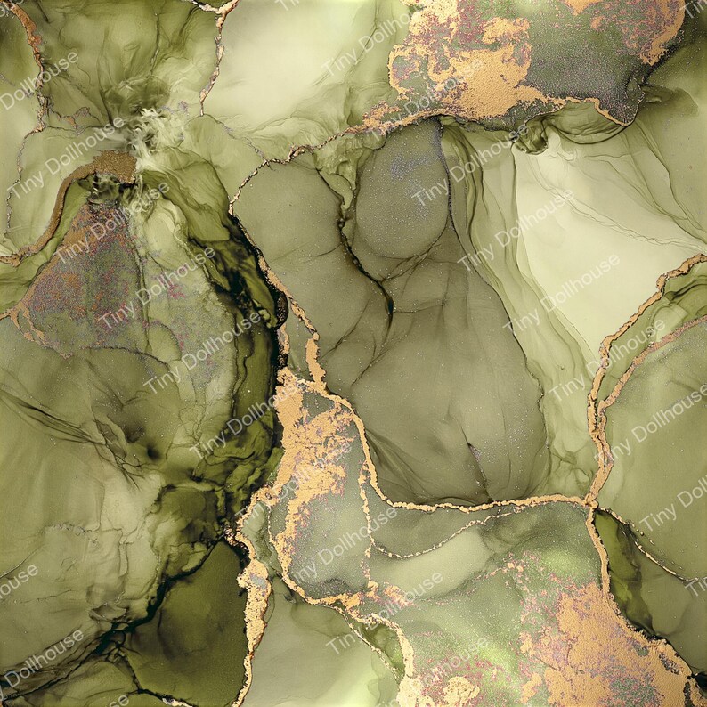 Lime Green Gold Alcohol Ink Seamless Digital Paper | Vibrant Marbled ...