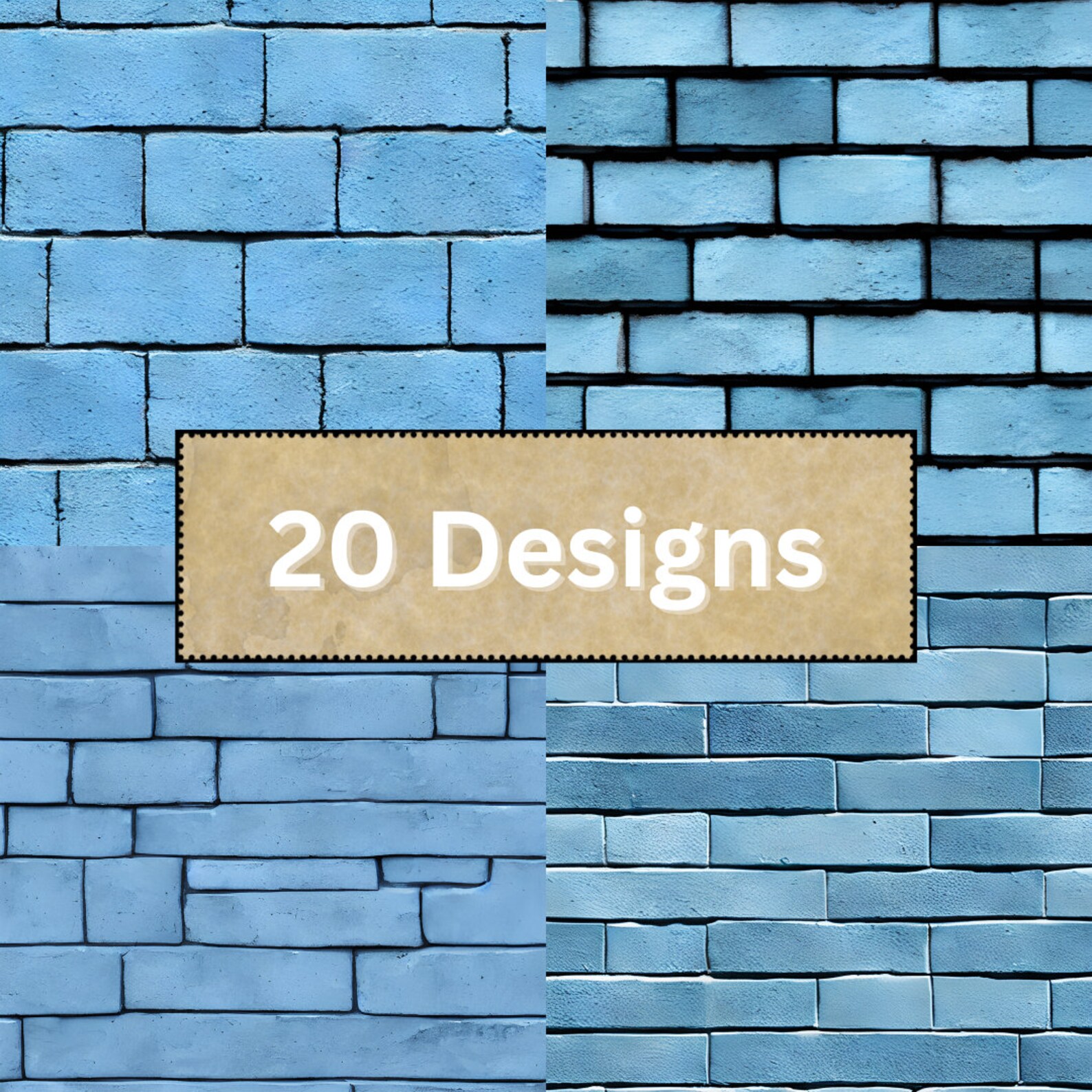Weathered Blue Concrete Brick Seamless Paper Bundle 12x12 | 1:12 for ...